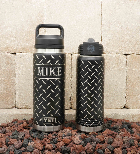 Laser Engraved YETI® or Polar Camel Water Bottle with Toolbox Diamond